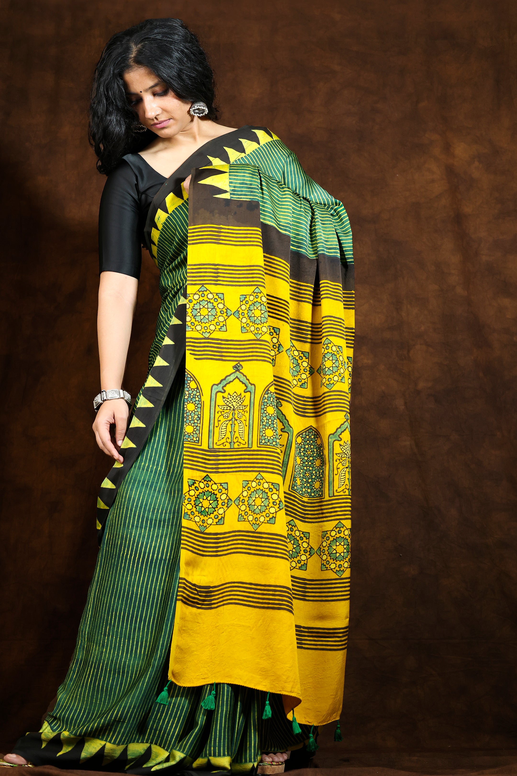 Ajrakh Sarees Online | Madhurya's Artisanal Collection – madhurya.com
