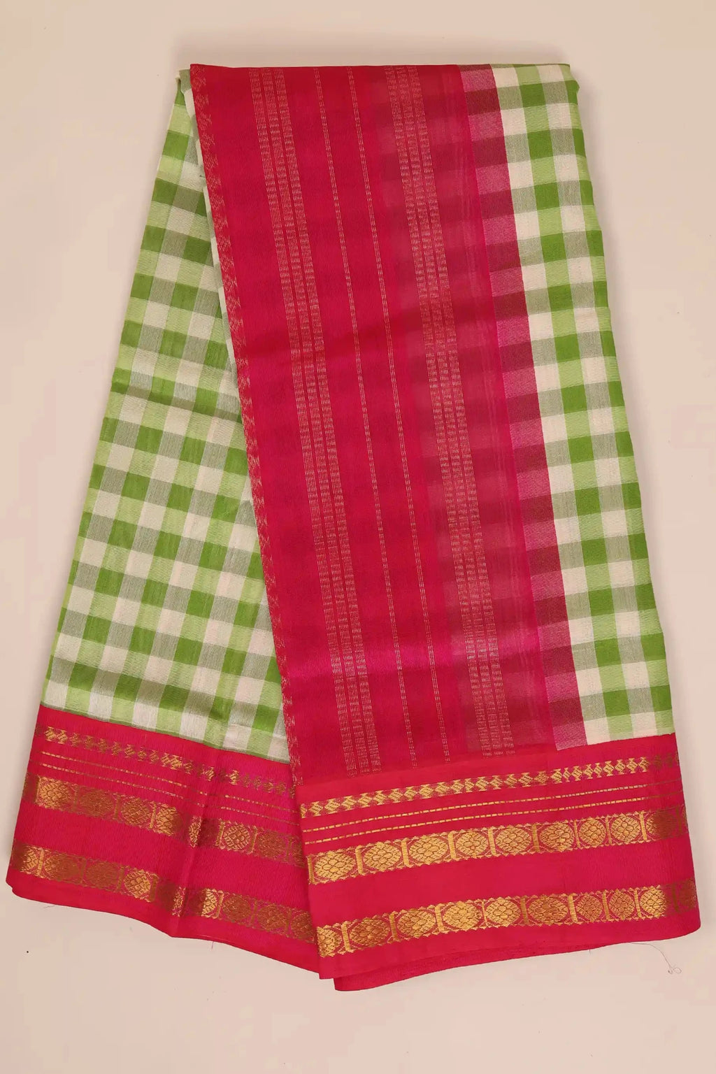 Authentic Green checks Kanchipuram silk cotton Sarees Online | Madhurya ...