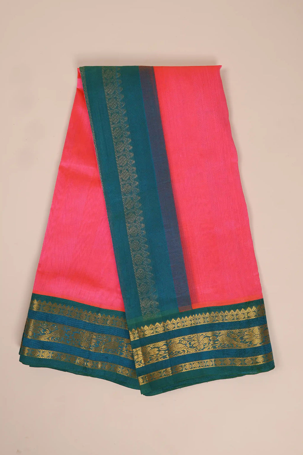 Authentic Pink & teal green Kanchipuram silk cotton Sarees Online ...