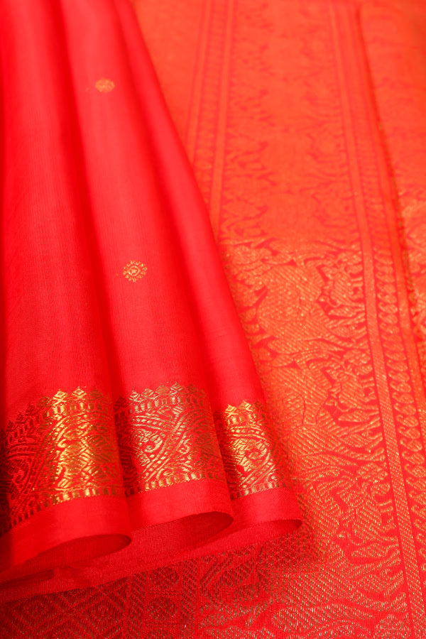 Authentic bright red Kanjivaram Saree Online | Madhurya Collection ...