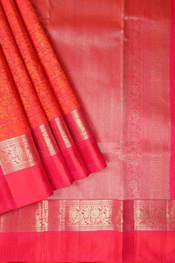 Authentic orange-pink Kanjivaram Saree Online | Madhurya Collection ...