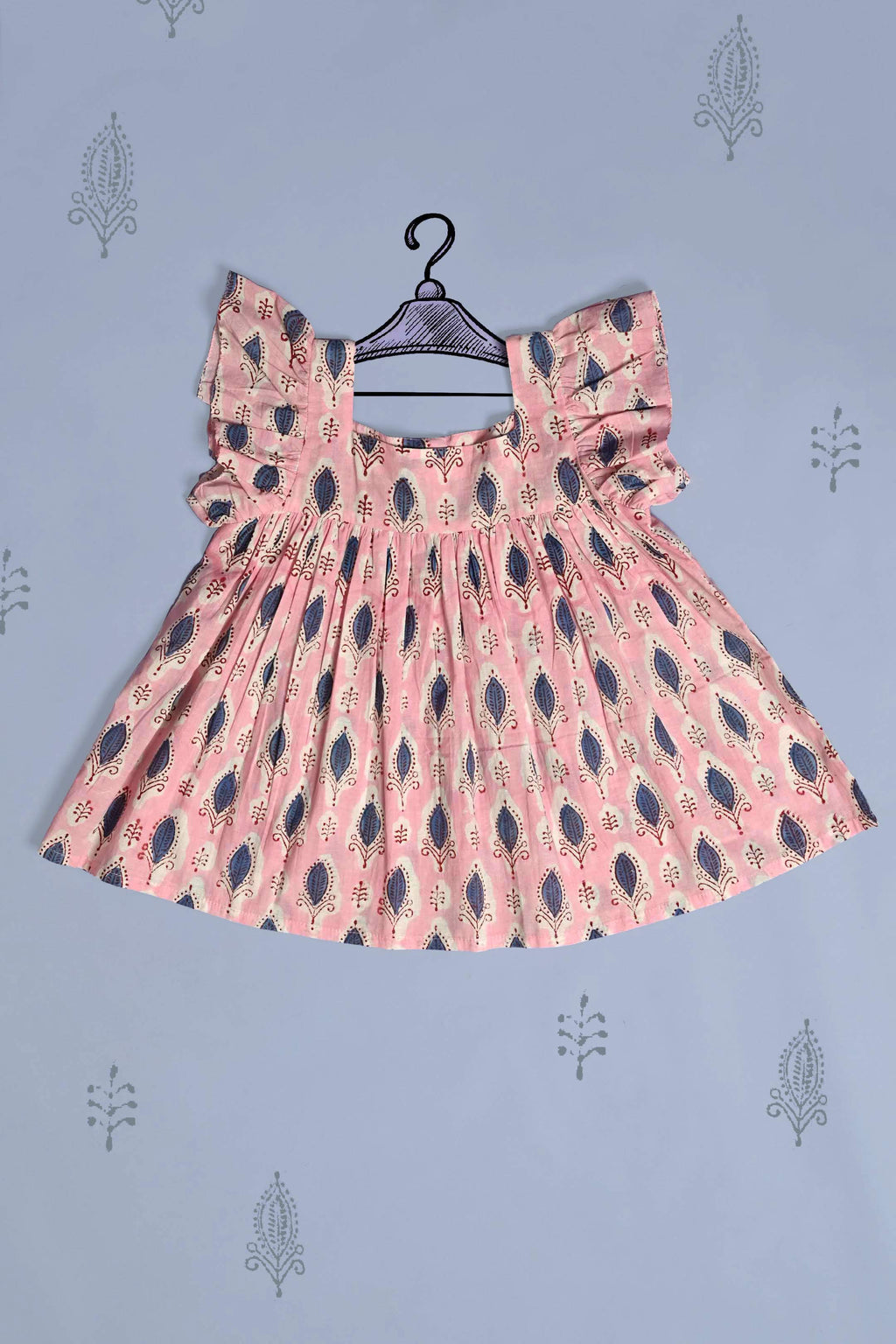 Pink Printed Cotton Frock – madhurya.com
