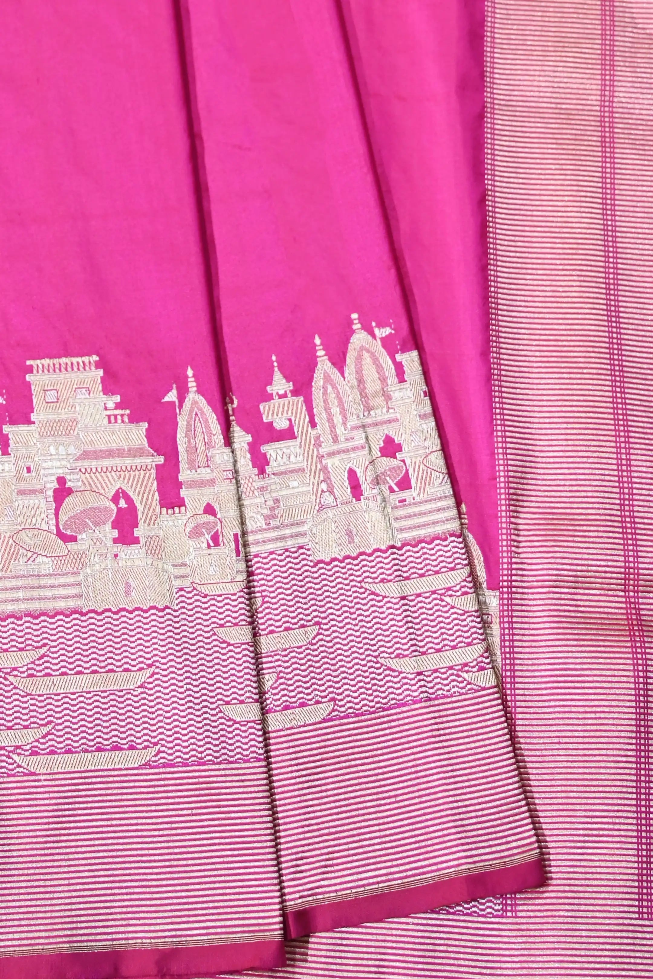 Pink Banarasi Silk Saree with Kashi-ghats (Pre-Book) – madhurya.com