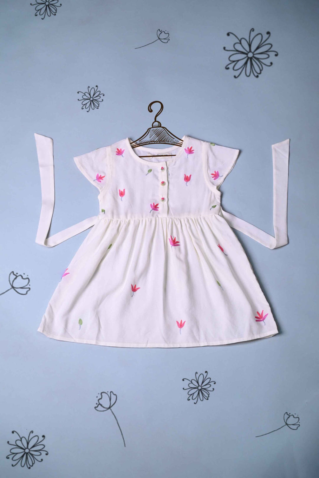 Creamy Viscous Rayon Dress with Lotus – madhurya.com